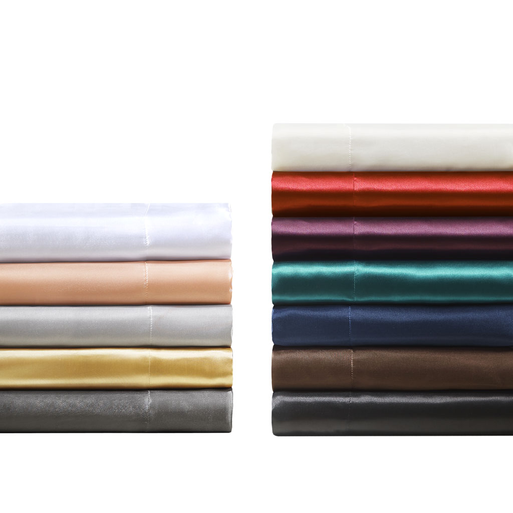 Madison Park Essentials Satin Wrinkle-Free Luxurious 6-Piece Sheet Set ...