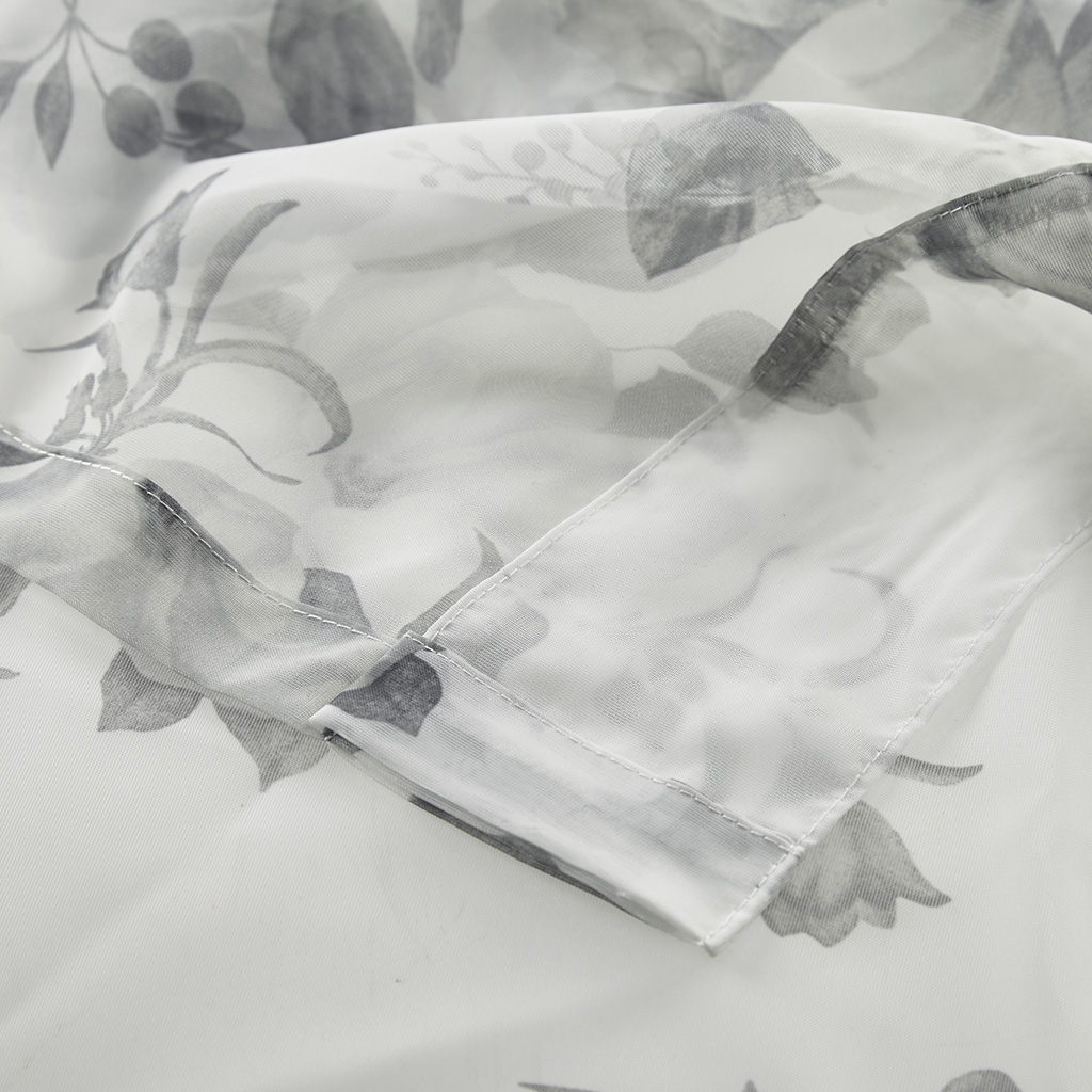 Madison Park Simone Printed Floral Rod Pocket and Back Tab Voile Sheer ...